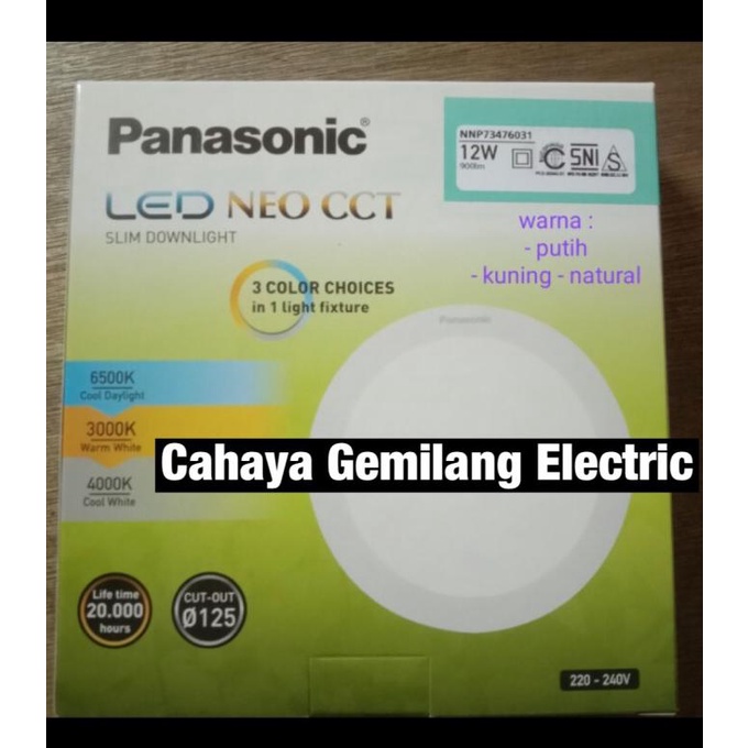 Jual Lampu led downlight panel panasonic 12w neo cct slim 3 warna nnp74476 | Shopee Indonesia