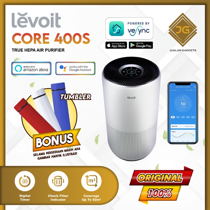 Jual LEVOIT CORE 400S SMART WIFI AIR PURIFIER TRUE HEPA 13 GARANSI ...