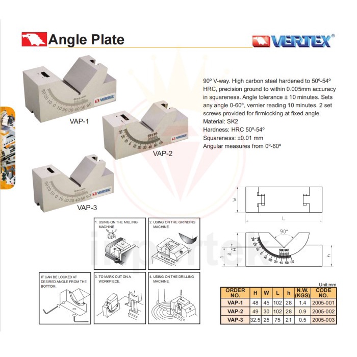 Jual VERTEX Angle Plate VAP-2 V Blocks VAP Adjustable Angle Precision ...