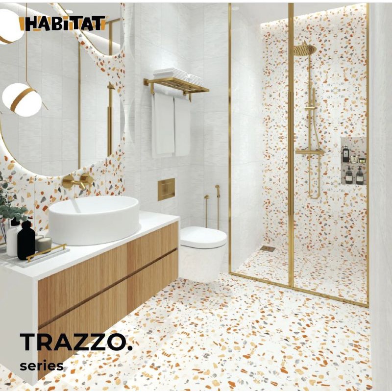 Jual KERAMIK HABITAT LANTAI KW 1 50X50 KESET MOTIF TERAZO SUNKIST ...