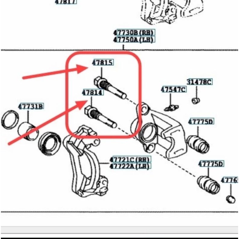 Jual pen kaliper kit rem belakang Harrier 2400cc ACU30 gen set belakang ...