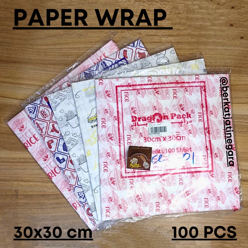 Jual PAPER WRAP 25x27,5 CM / WAX PAPER / 100 PCS/KERTAS NASI/KERTAS ...