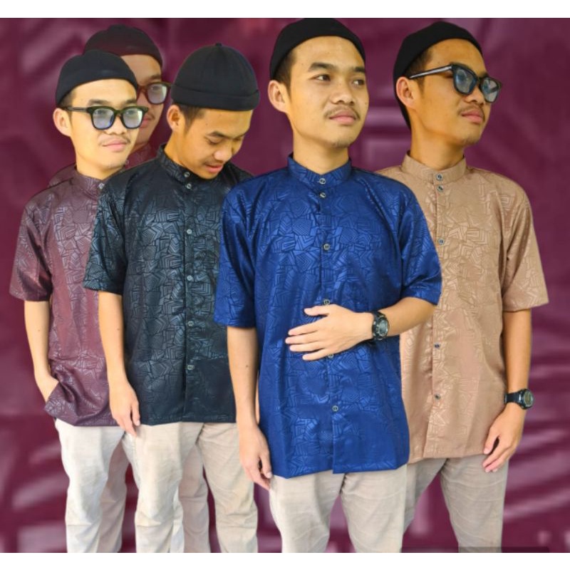 Jual Alkomar Koko emboss baju sultan motif etnik | Shopee Indonesia