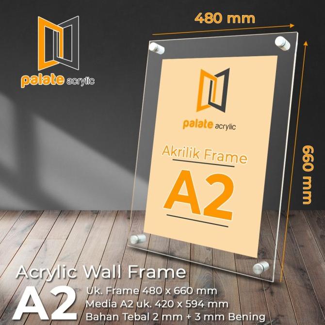 Jual acrylic / akrilik frame poster/wall display ukuran A2 bahan 3mm ...