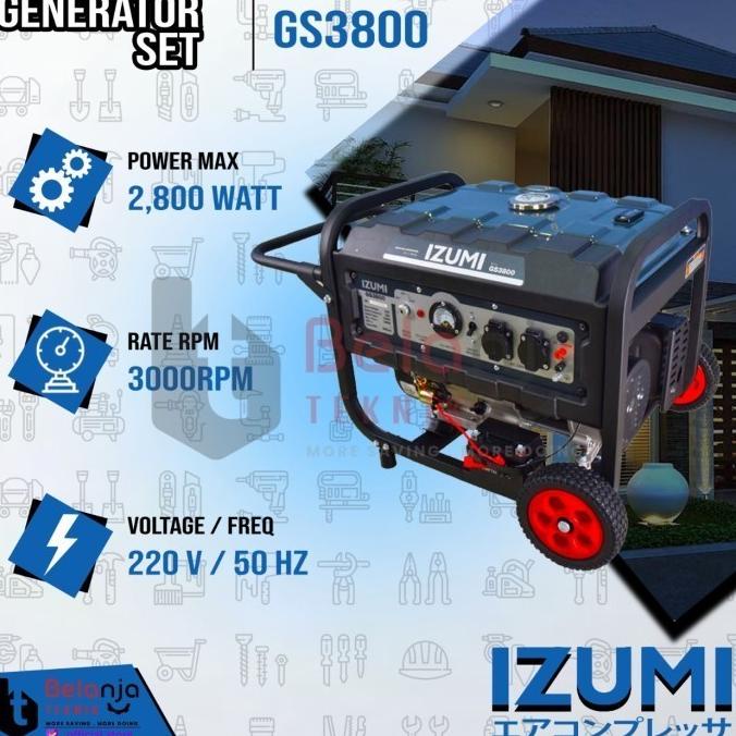 Jual Izumi Genset Bensin Gs3800 Generator Set Listrik 2800 Watt Gs 38 ...
