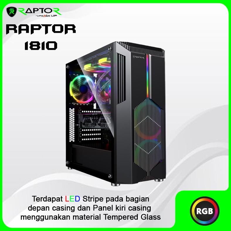 Jual Casing Gaming Raptor Black Strike 1810 - Tempered Glass Atx Case ...