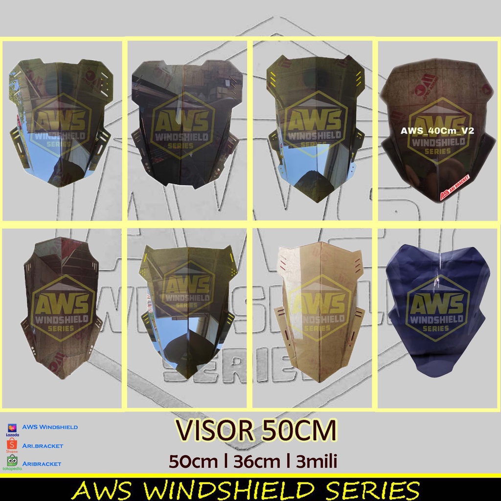 Jual Visor Motor aws universal 50cm windshield motor universal free ...