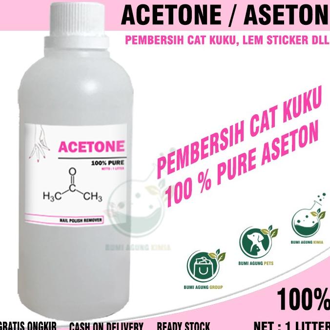 Jual Aseton / Acetone 1 Liter Penghilang Noda Cat Kuku Aceton Thinner 1L | Shopee Indonesia