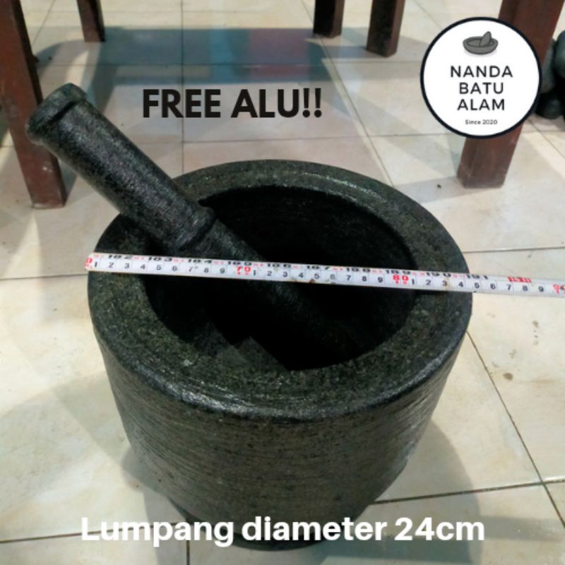 Jual LUMPANG BATU ASLI 24CM FREE ALU / TUMBUKAN BATU | Shopee Indonesia