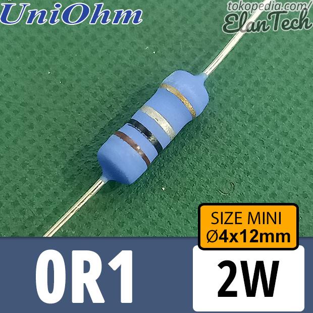 Jual Resistor 0.1R 2W UniOhm 0R1 Metal Oxide 0.1 Ohm Mini Size Elan73c ...