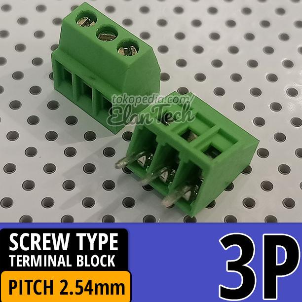 Jual Terminal Block 3P Kecil Pitch 2.54mm 3 Pin PCB Screw Type Elan73c ...