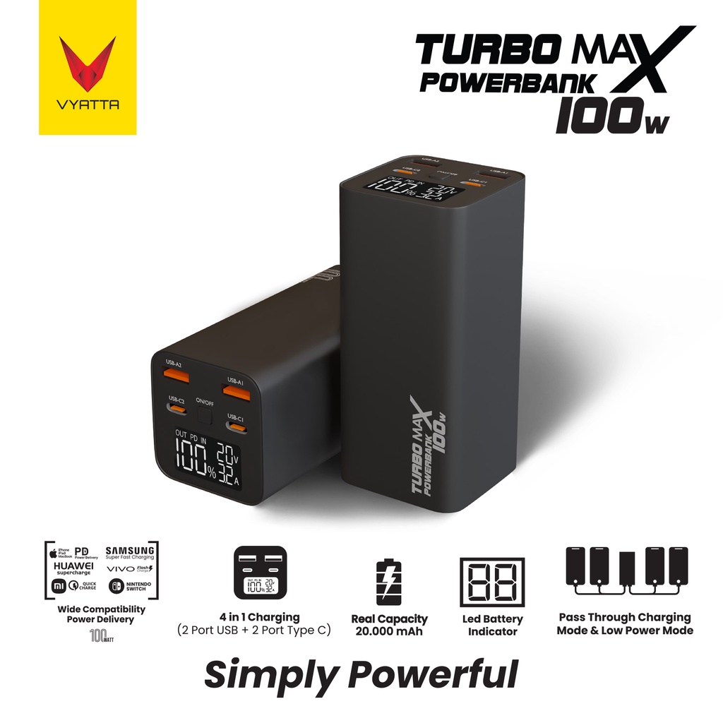 Jual VYATTA TURBO MAX 100W POWERBANK POWER BANK MACBOOK IPAD LAPTOP ...