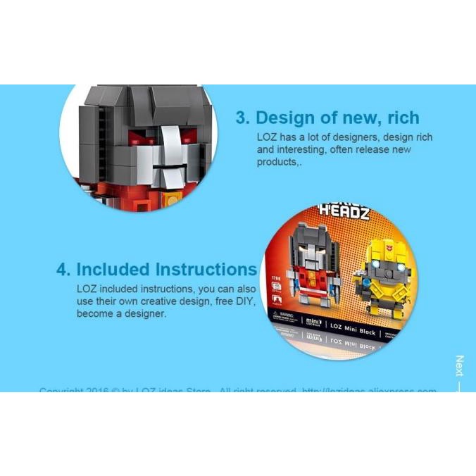Jual Exclusive Loz Mini Brick Headz 2 In 1 Bumblebee & Starscream ...