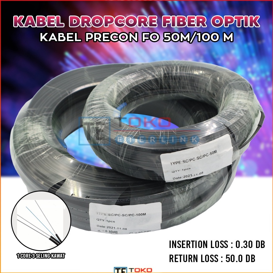 Jual 10#ZXW4-I BARU!!! Kabel Drop Core Fiber Optik/Kabel Precon FO 100M ...