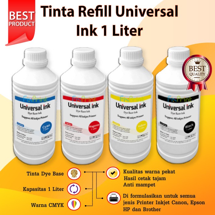 Jual Ink Tinta Canon Universal 1 Liter - Cmyk (1 Set) Printer Canon ...