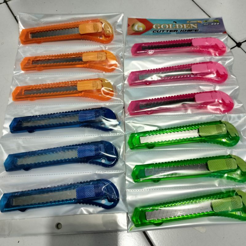 Jual (ISI 12 PCS) PISAU CUTTER BENING WARNA/PISAU CUTTER BENING WARNA ...