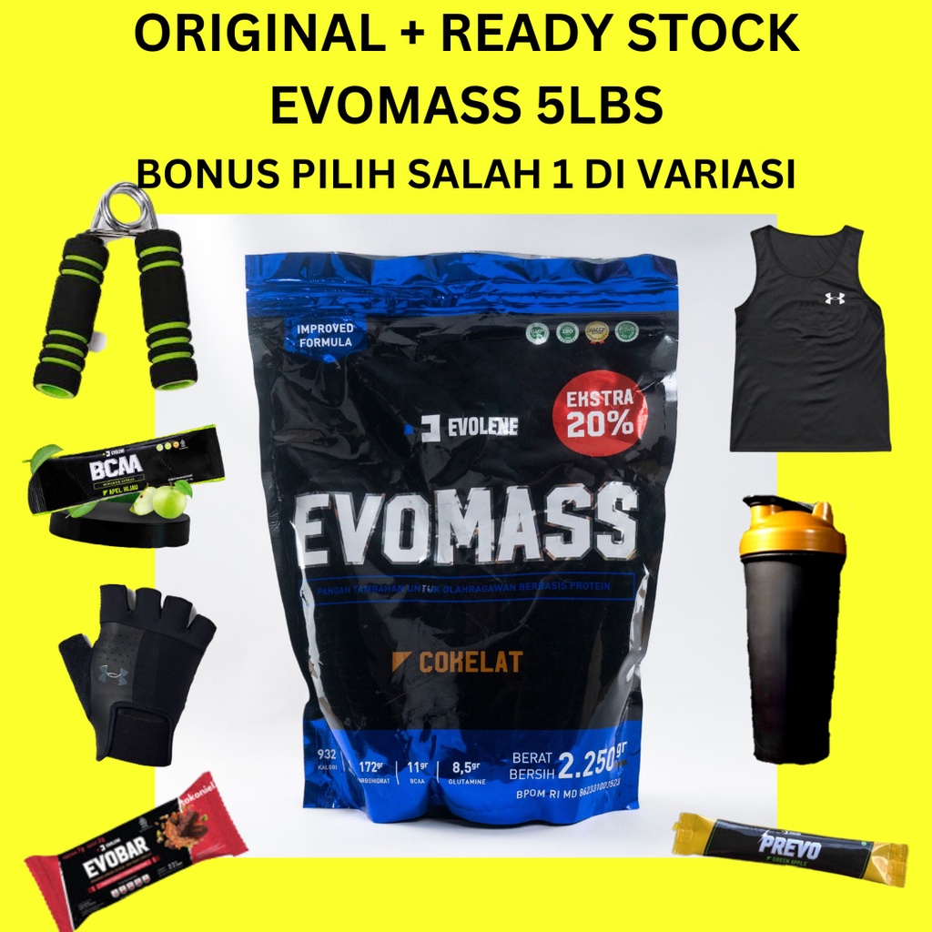 Jual Evolene Evomass 5lbs (2,250gr) Evo Mass Evomas Susu Protein Coklat Hazelnut Weight Gainer ...
