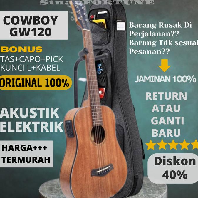 Jual Gitar Akustik Elektrik 3/4 Cowboy Gw 120 Na Ns Original Gitar Pemula Viral | Shopee Indonesia