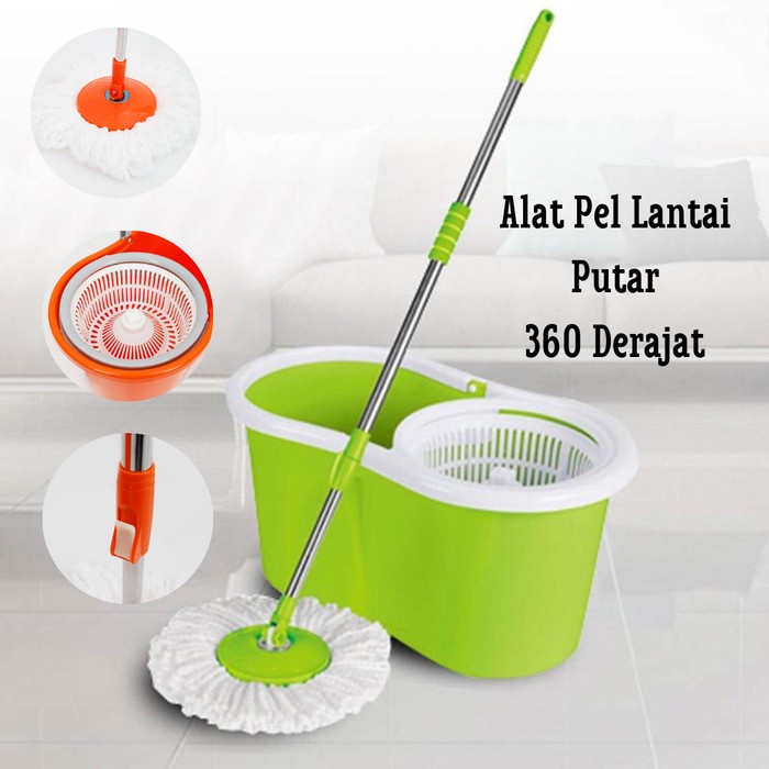 Jual Alat Pel Putar Otomatis Stainless Steel Lantai Super Bersih+Ember ...