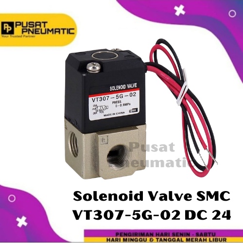 Jual Solenoid Valve SMC VT307-5G-02 Selenoid Valve VT 307 5G 02 DC 24 ...