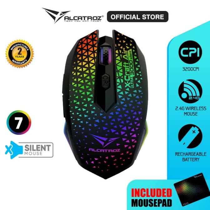 Jual Mouse Gaming Wireless Alcatroz X-Craft Air Ultra 3000 Silent ...