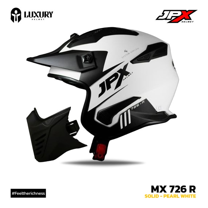 Jual HELM JPX MX 726-R - SOLID - PEARL WHITE GLOSS/BLACK | Shopee Indonesia