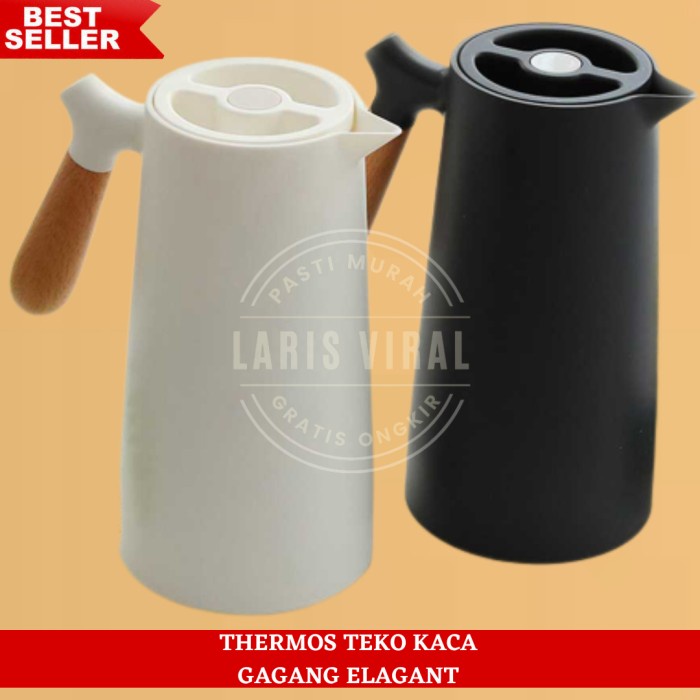 Jual Termos Teko Kaca Air Panas Gagang Kayu Elegant Cantik Kapasitas ...
