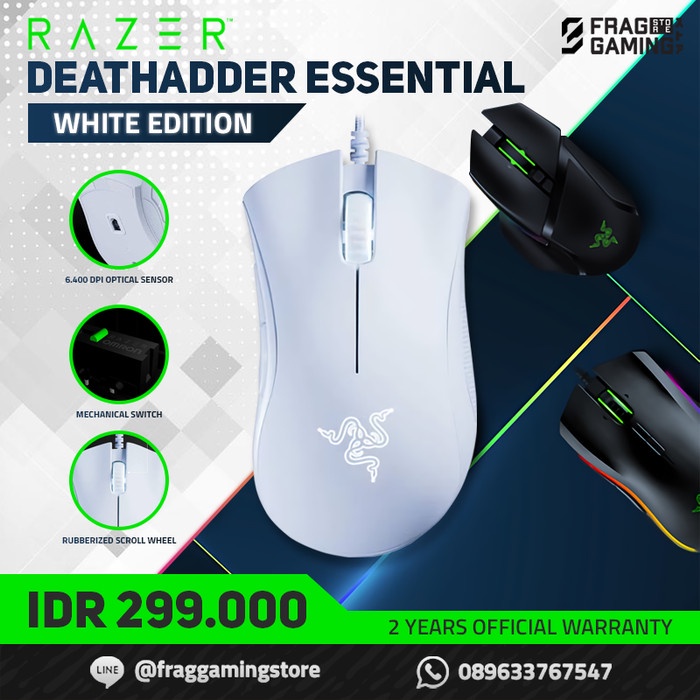 Jual Razer Deathadder Essential White / Putih Gaming Mouse | Shopee ...