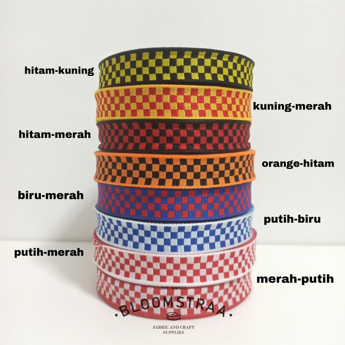 Jual Terlaris Webbing Catur Kotak Warna Pita Kain Checkerboard Tali ...