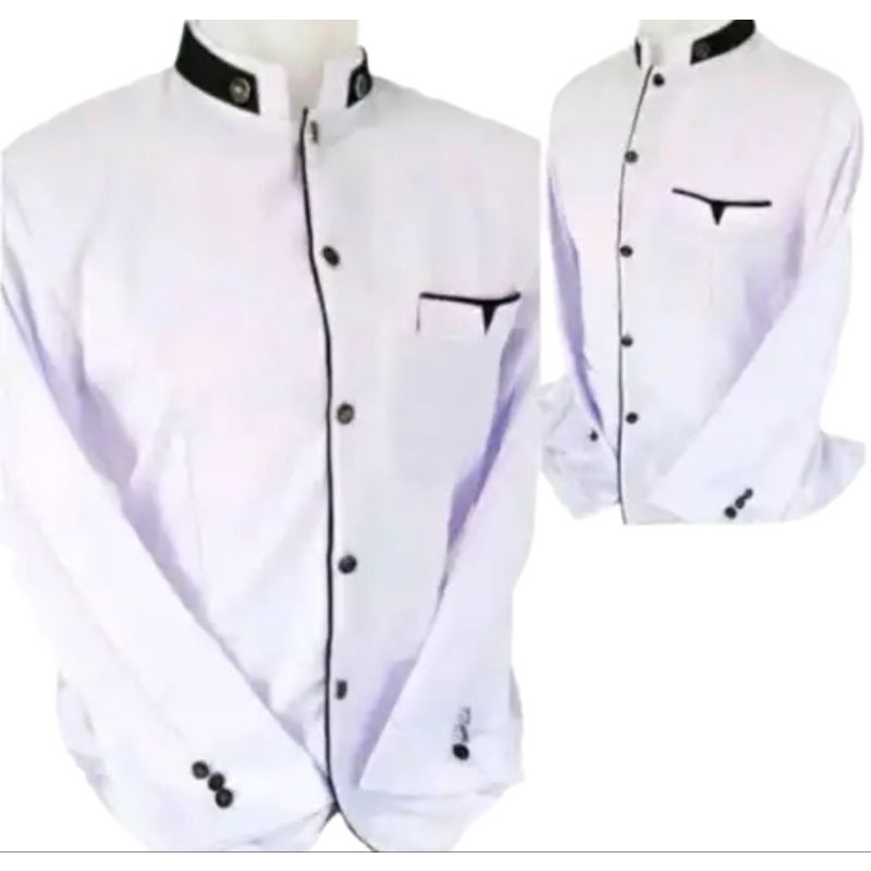 Jual Jaskoko Putih polos Model Lis kancing tangan Lengan panjang ...