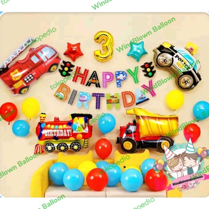 Jual Balkar Windblown Birthday Set Land Transportation With Traffic ...