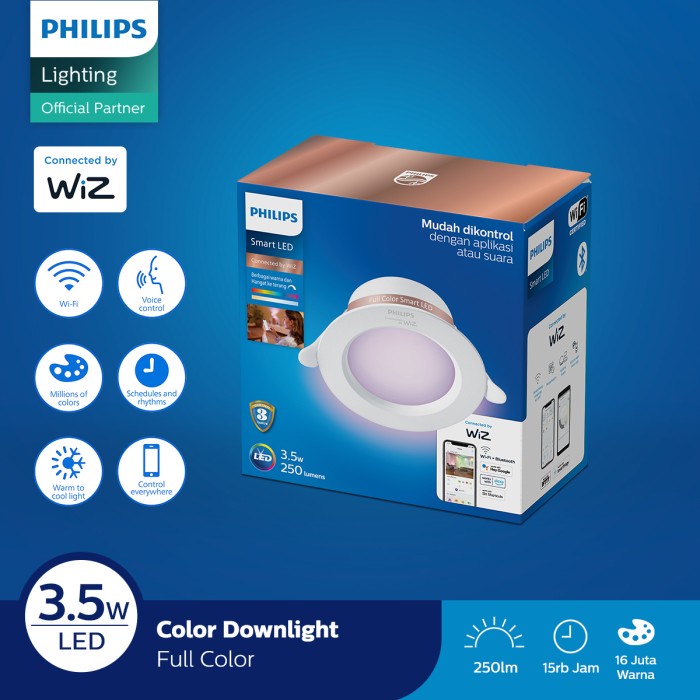 Jual Philips Smart Wifi LED Downlight 3.5W Tunable Color - RGB | Shopee ...