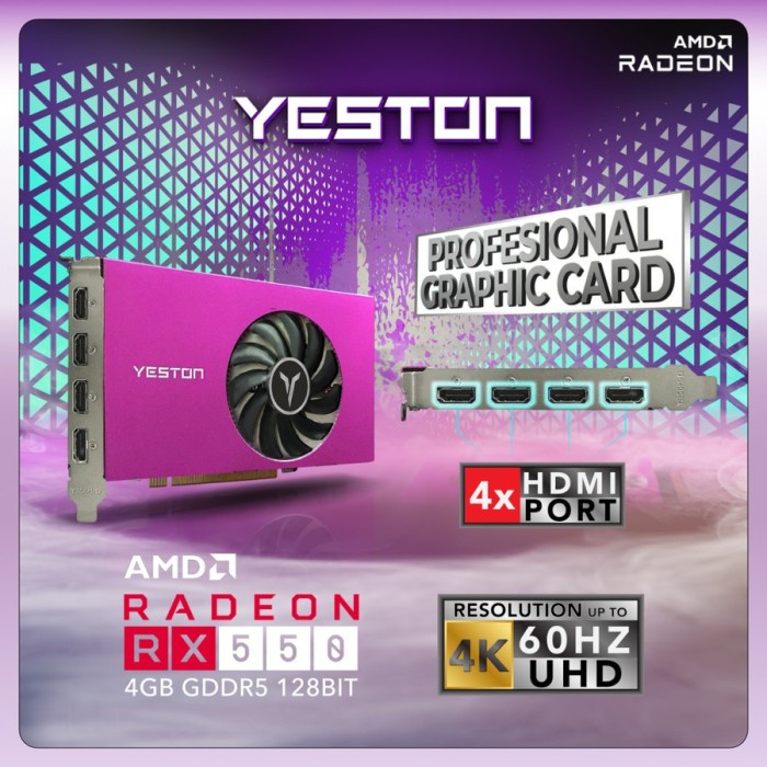Jual YESTON RX 550 4GB GDDR5 128bit 4 PORT HDMI - VGA Card | Shopee ...
