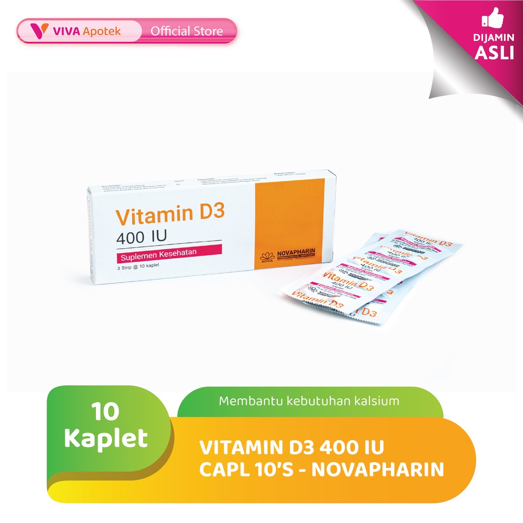 Jual Novapharin Vitamin D3 400 IU Membantu Kebutuhan Kalsium (10 Kaplet ...