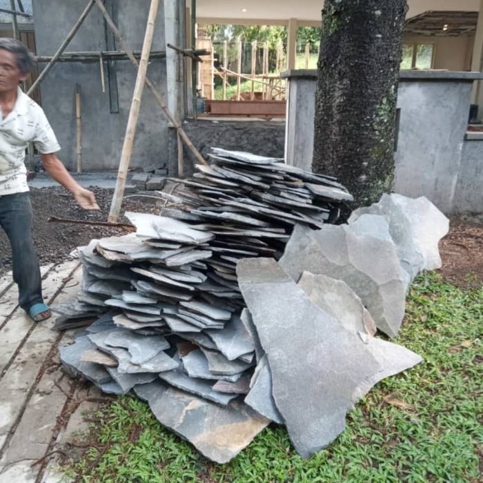 Jual Batu Templek Purwakarta Super Warna Abu Abu ALBIAN_BATU ALAM ...