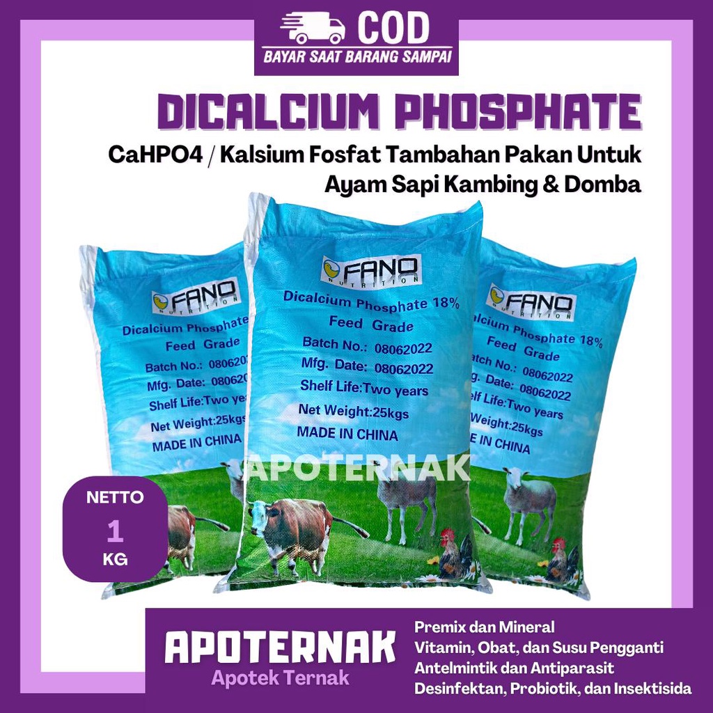 Jual DICALCIUM PHOSPHATE 1 kg | DCP Kalsium Ayam Sapi Kambing Domba ...