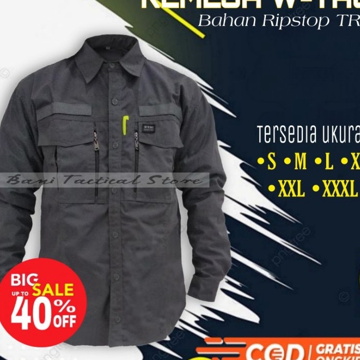 Jual Stok Baru (BEST SELLER) KEMEJA PRIA TACTICAL W-TAC LENGAN PANJANG ...