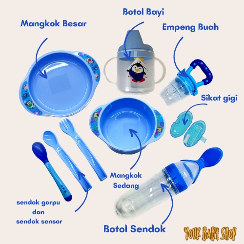 Jual YBS 9in1 Baby Feeding Set Paket Perlengkapan Alat Makan Mpasi ...