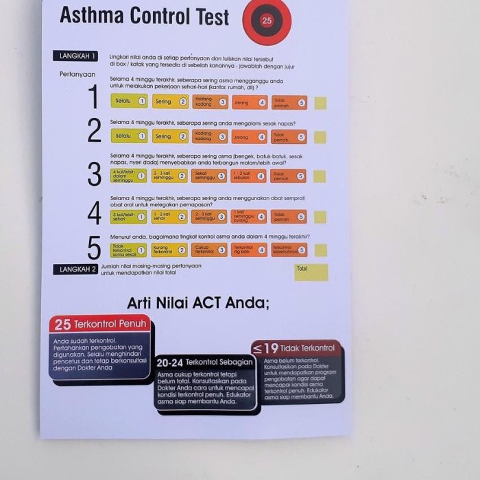 Jual RECOMEND 1010 FASION POSTER ASTHMA CONTROL TEST, POSTER ASMA ...
