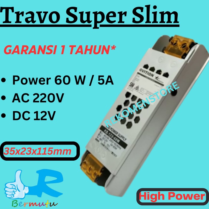 Jual Best Seller Trafo Slim 12V 5A 60W Full Led Strip Led Travo Cctv ...