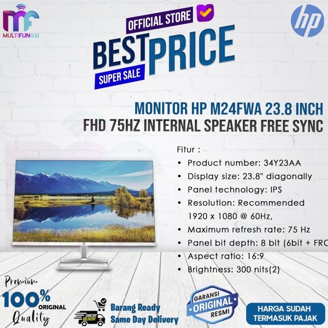 Jual Monitor HP M24fwa 23.8 inch FHD 75Hz Internal Speaker Free Sync ...
