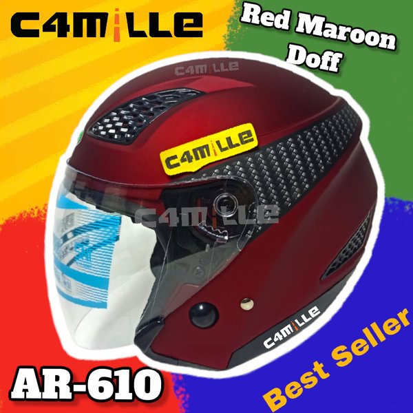 Jual Helm Arl Model Zeus Polos Red Maroon Doff Half Face | Shopee Indonesia
