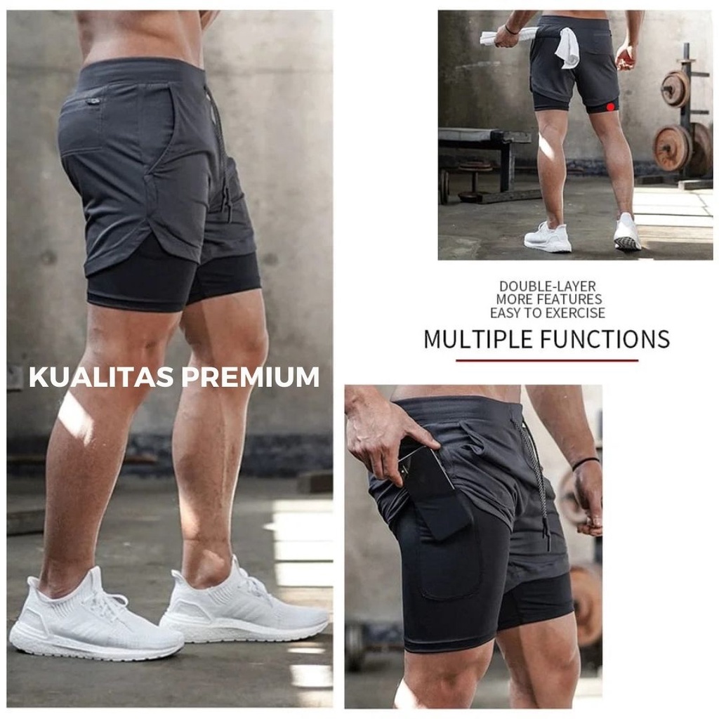 Jual Celana Pendek Olahraga Pria Lari Gym Fitness Training - Celana ...
