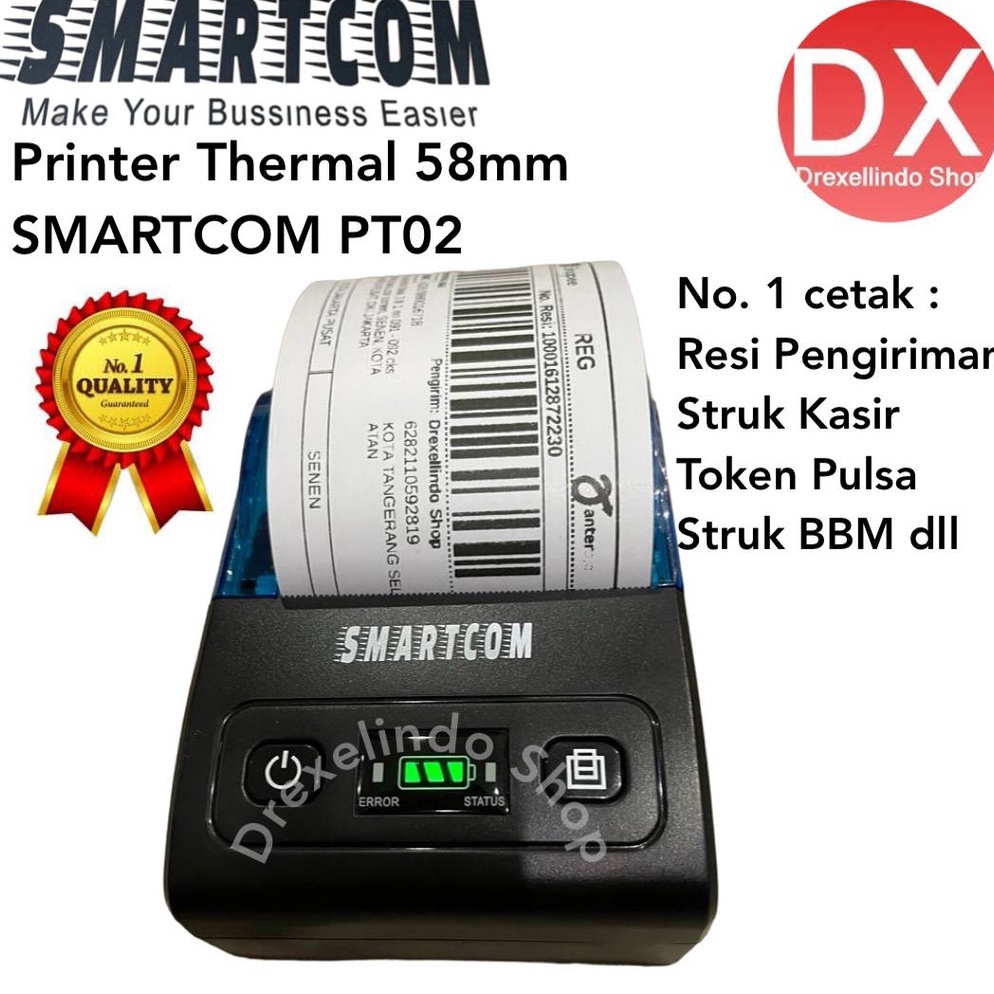 Jual Booming!.. Printer Thermal Bluetooth 58mm SMARTCOM PT02 | Shopee Indonesia