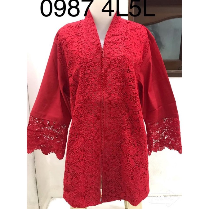 Jual kebaya alexuez brukat dpn full merah jumbo | Shopee Indonesia