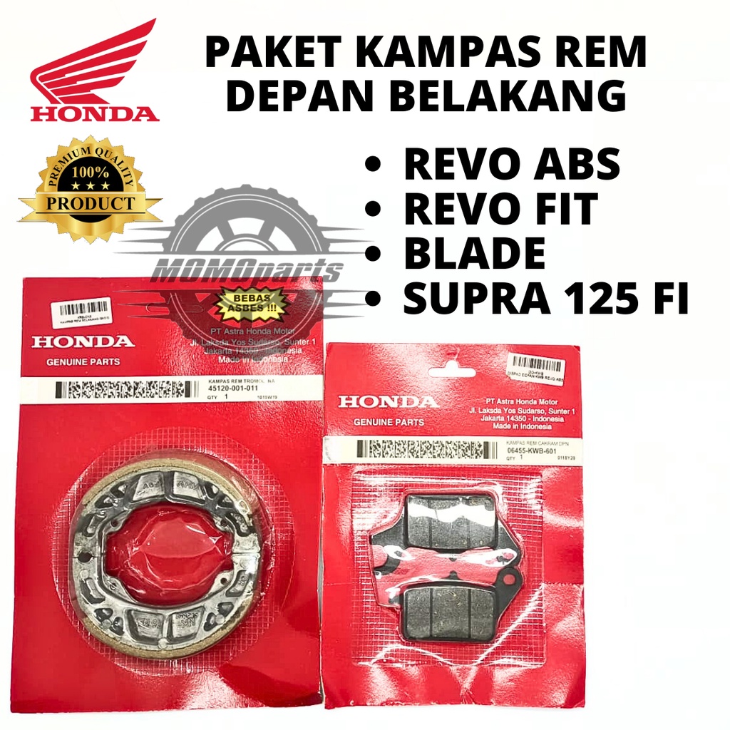 Jual ORIGINAL PAKET KAMPAS REM DEPAN BELAKANG TROMOL 001 KWB HONDA REVO ...