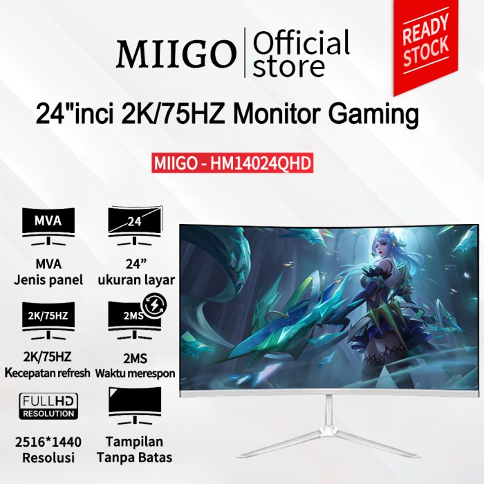 Jual Terlaris Miigo-Monitor Lengkung 24 Inci,Resolusi 2K, Monitor ...