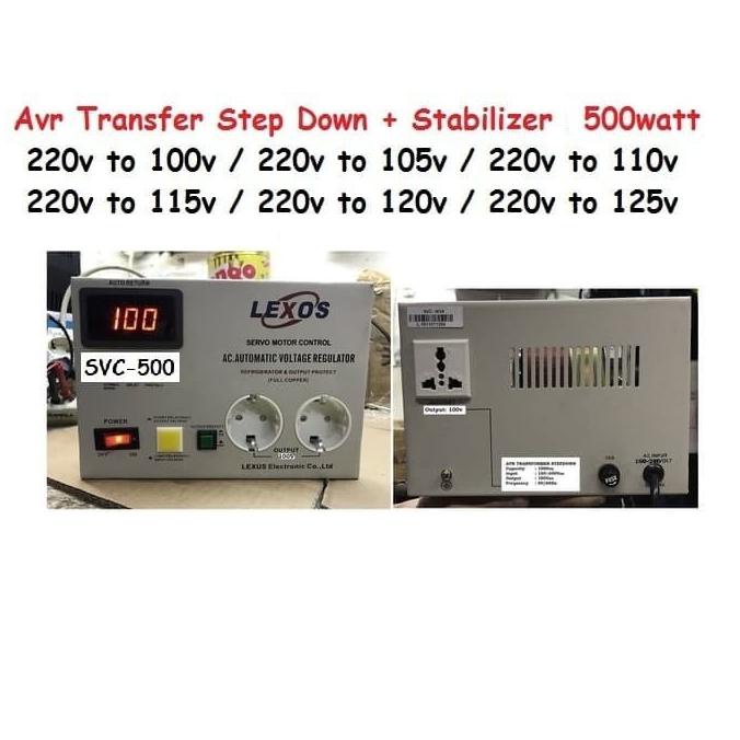 Jual Avr Transformer Step down + Stabilizer 500W 220v ke 100v 110v 120v ...