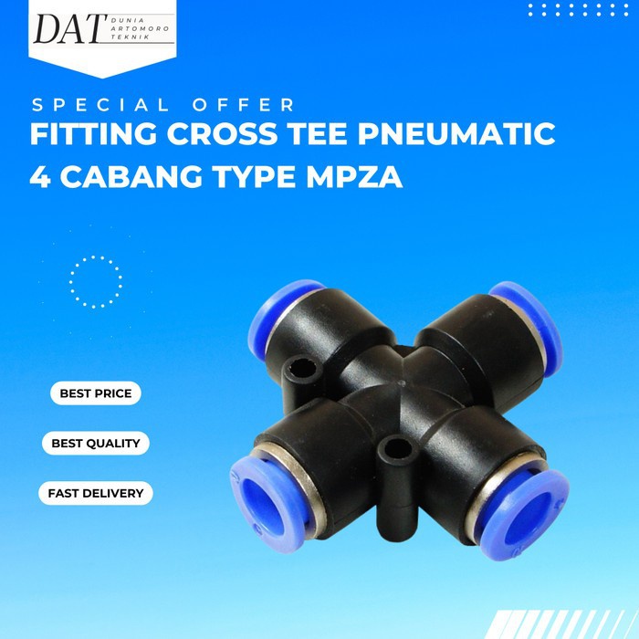 Jual MPZA 8 Fitting Cross Tee Pneumatic Slip Lock 4 Way Selang 8mm | Shopee Indonesia