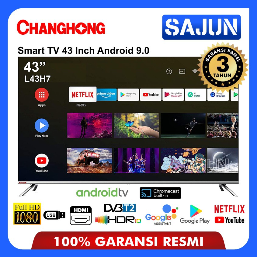 Jual Changhong 43H7 Frameless LED TV 43 Inch Android TV - FHD TV L43H7 ...